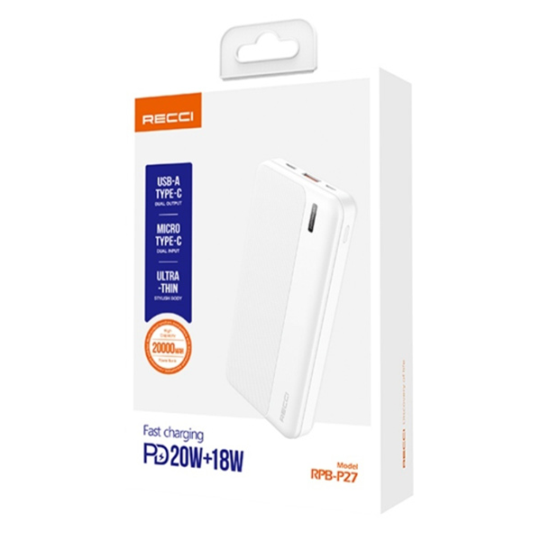 پاوربانک رسی 20000 میلی آمپر 20W مدل RPB-P27 | ارشان دیجیتال
