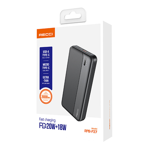 پاوربانک رسی 20000 میلی آمپر 20W مدل RPB-P27 | ارشان دیجیتال